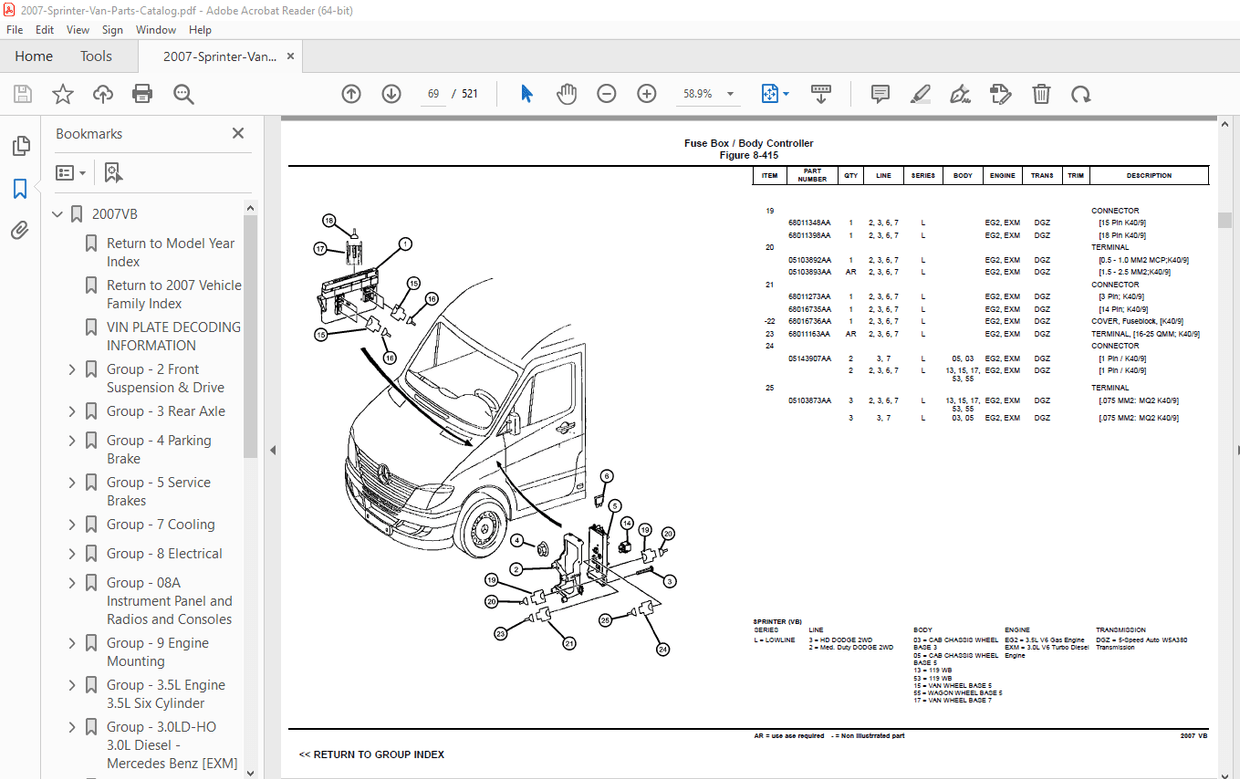 Sprinter 2007 Van Parts Manual - PDF DOWNLOAD