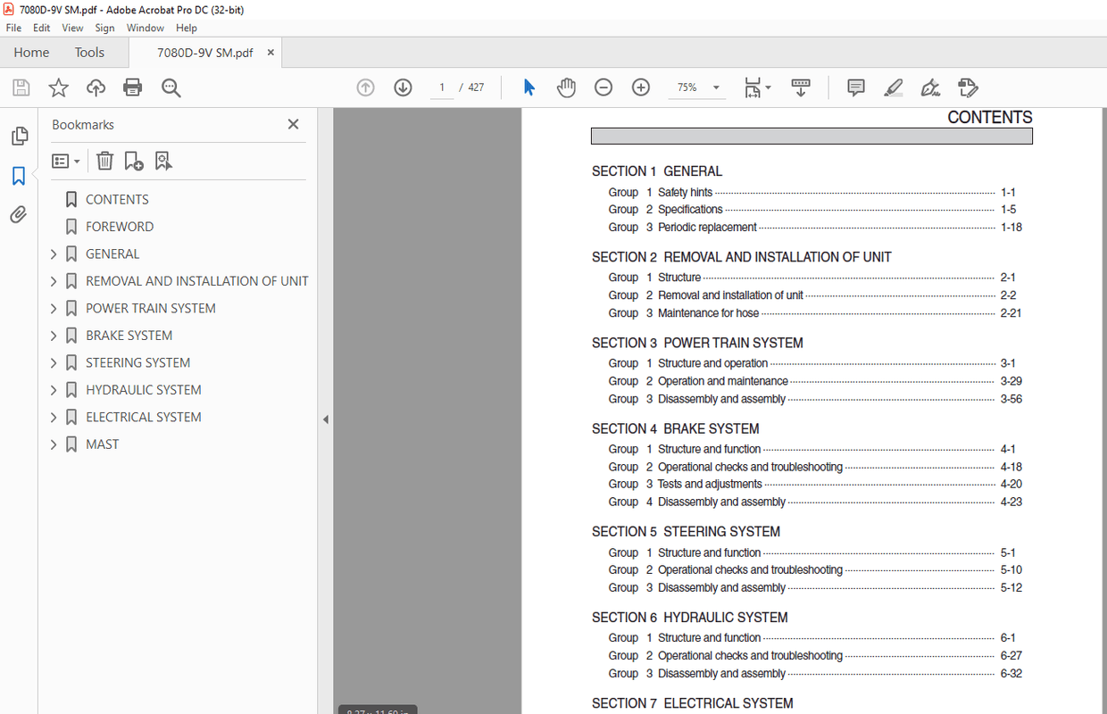 Hyundai Forklift 70D-9V 80D-9V Service Manual – PDF DOWNLOAD