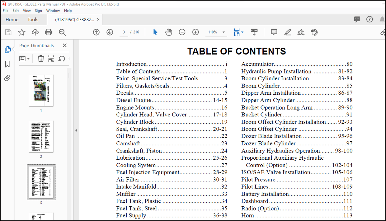 GEHL Compact Excavators 383Z Parts Manual(918195) – PDF DOWNLOAD