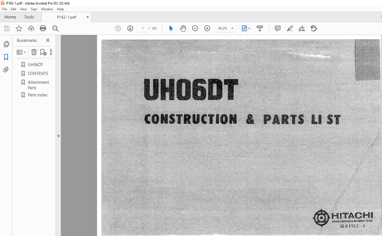 Hitachi UH06DT Construction & Parts List Manual P162-1 – PDF DOWNLOAD