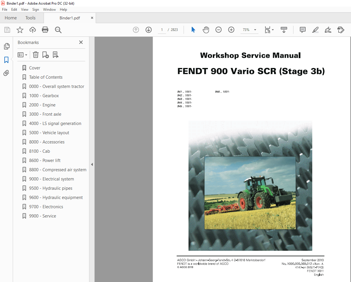 FENDT 900 Vario SCR (Stage 3b) Workshop Service Manual – PDF DOWNLOAD