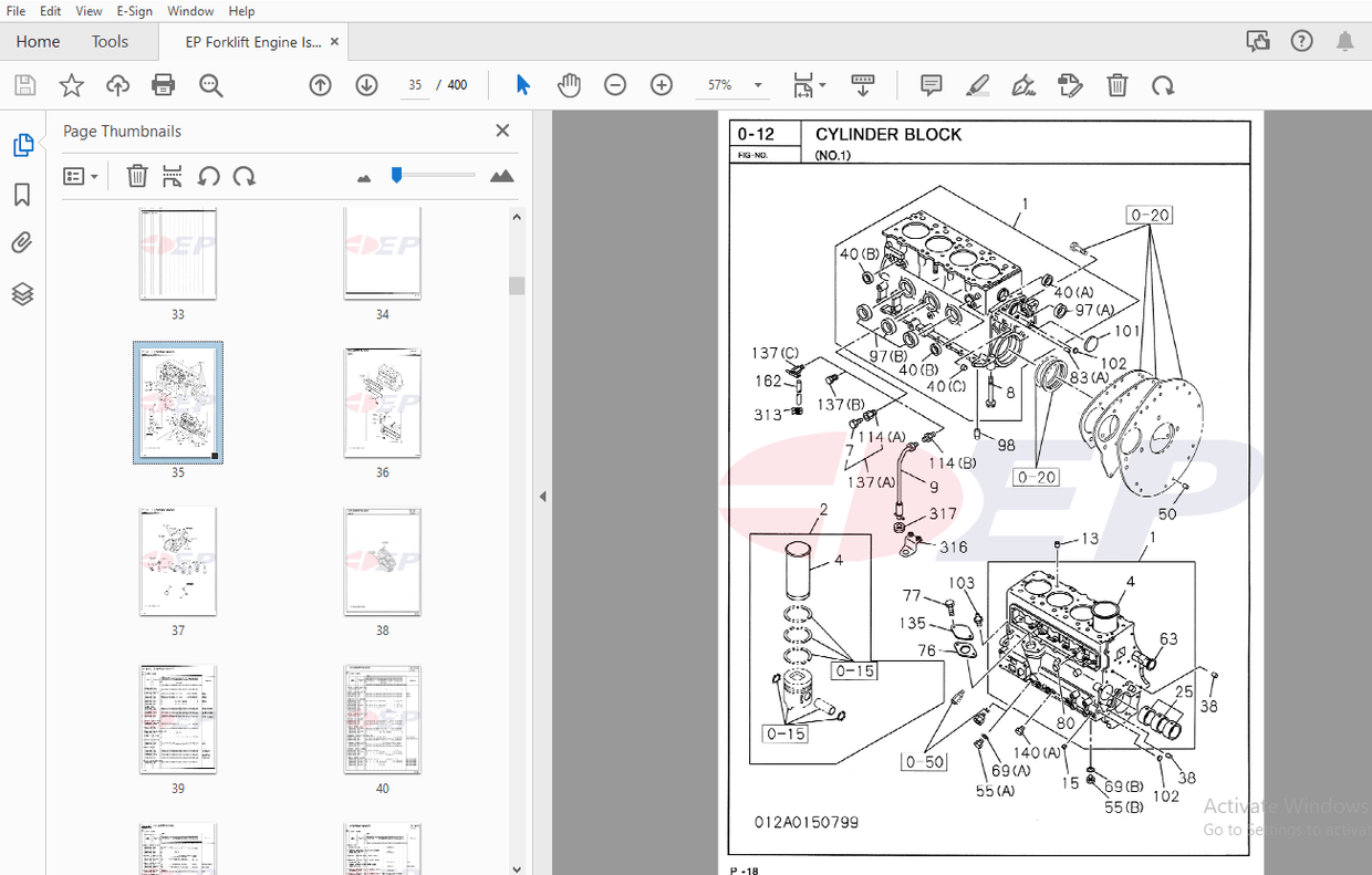 EP Forklift C240 Engine Isuzu Part Manual – PDF DOWNLOAD