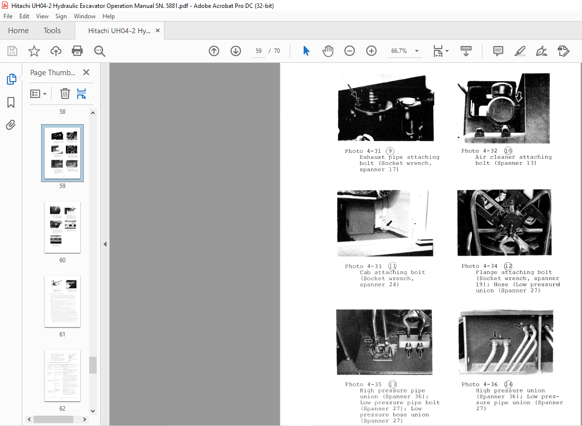 Hitachi UH04-2 Hydraulic Excavator Operation Manual SN5881 – PDF DOWNLOAD