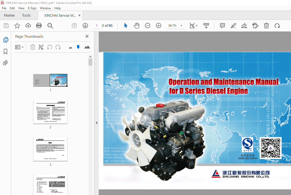 Xinchai D-Series Diesel Engine Operation Manual - PDF