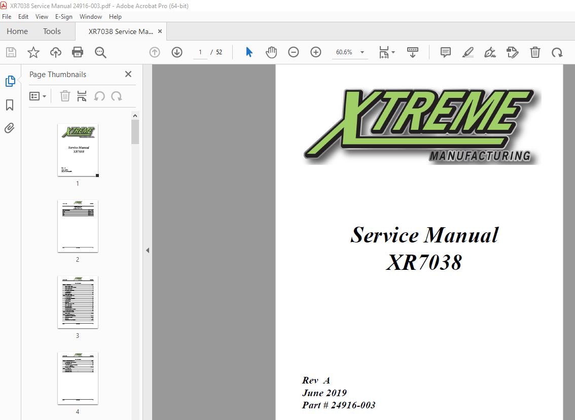XTREME Telehandler XR7038 Service Manual – PDF DOWNLOAD