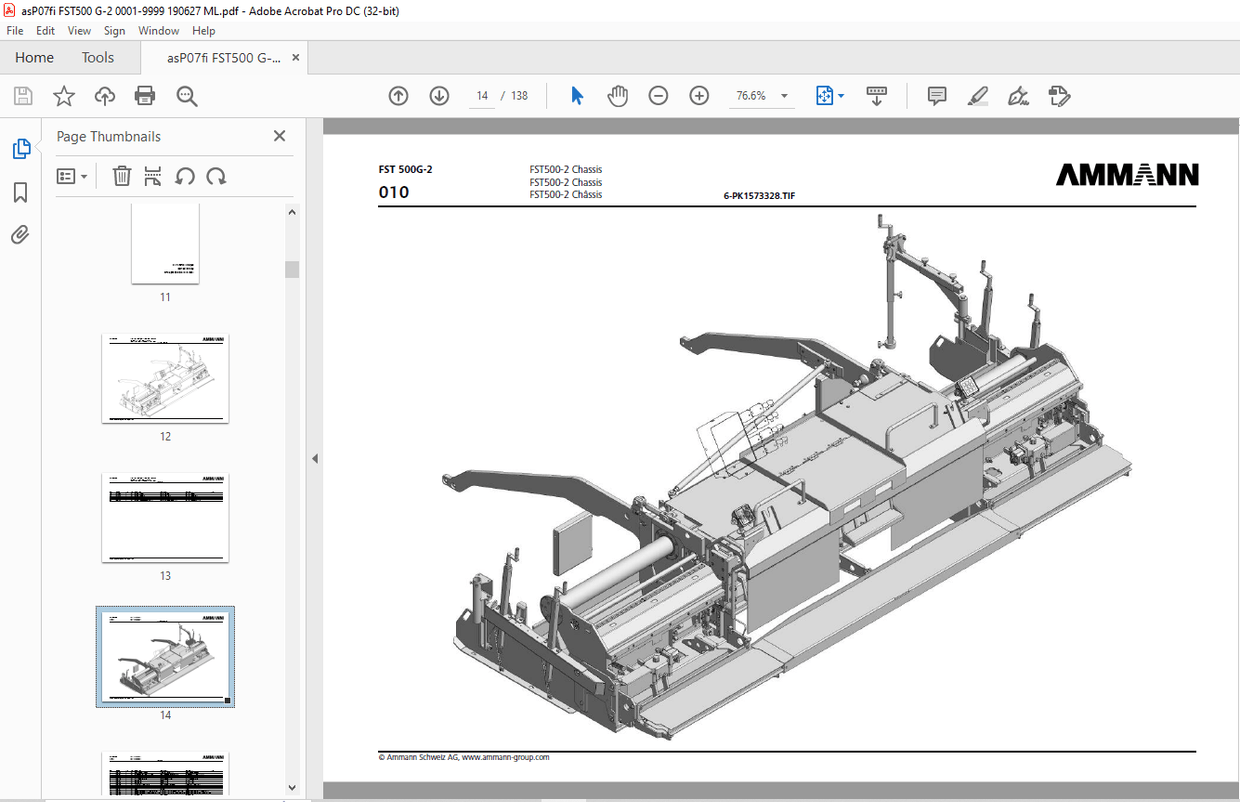 Ammann FST 500G-2 GAS HEATED SCREEDS Parts Catalogue Manual SN 0001- PDF DOWNLOAD