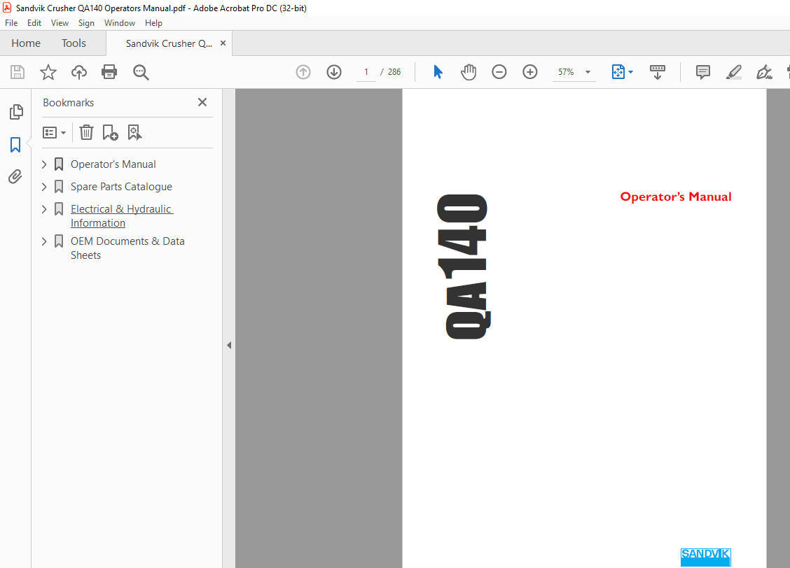Sandvik Mining QA140 Operators Manual – PDF DOWNLOAD