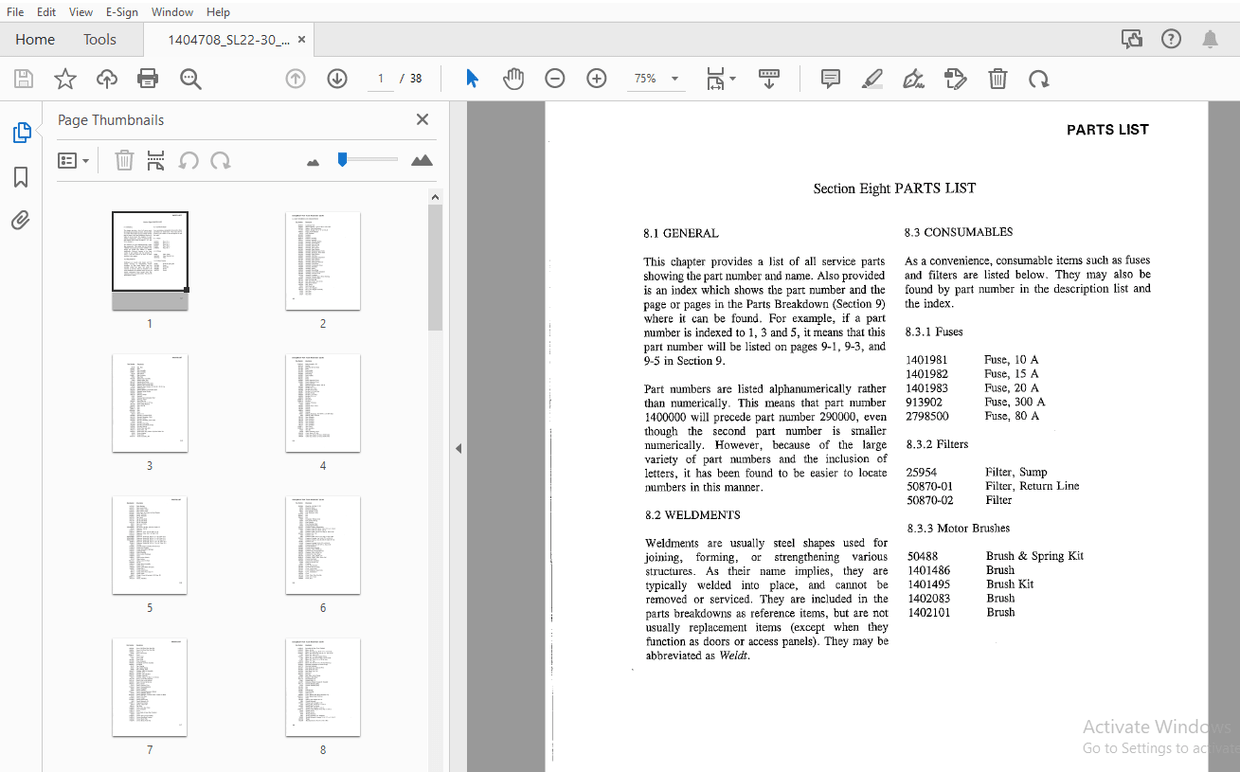 Drexel SLT22/30 Swingmast Fork Truck Parts Manual 1404708 (Section 8) – PDF DOWNLOAD