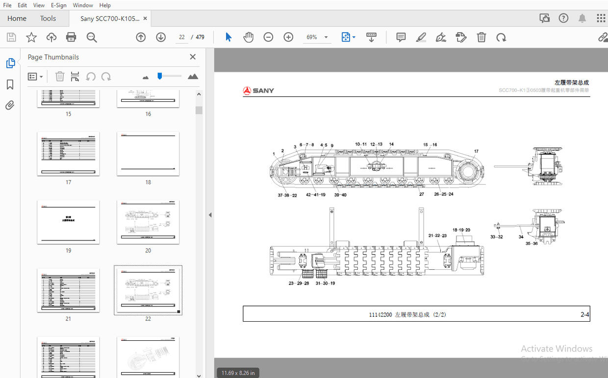 Sany SCC700-K10503 Crawler Crane Assembly Parts Manual – PDF