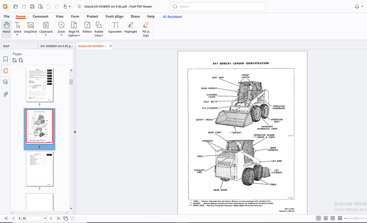 Bobcat 641 Operators Manual - PDF DOWNLOAD
