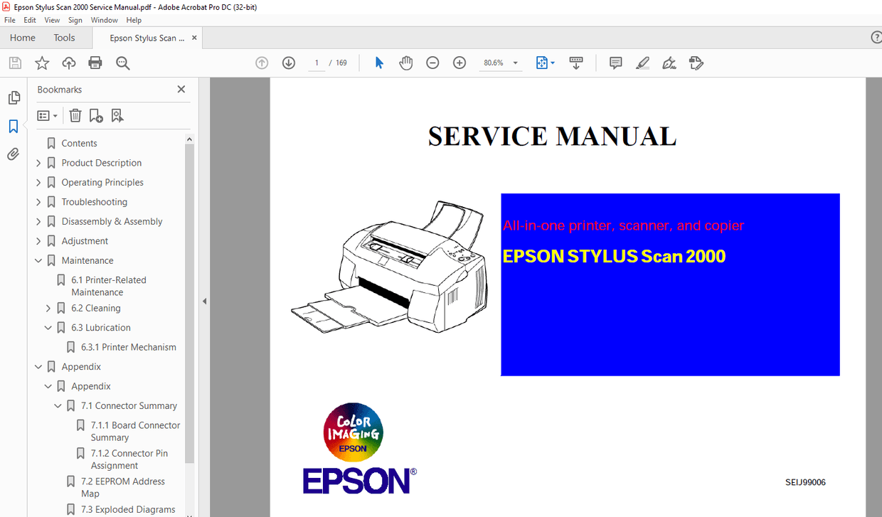Epson 2000 Service Manual SEIJ99006 - PDF DOWNLOAD