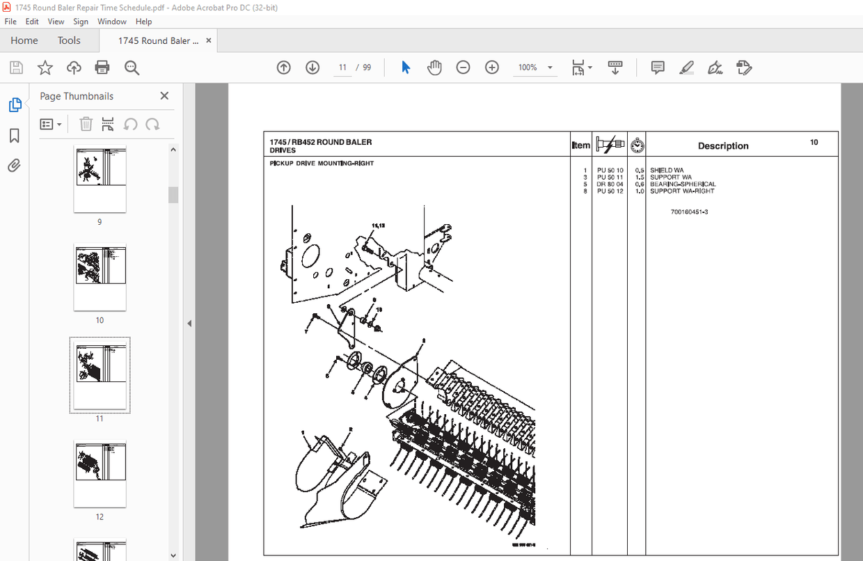 Agco 1745 Round Baler REPAIR TIME SCHEDULE MANUAL 79034416 A – PDF DOWNLOAD