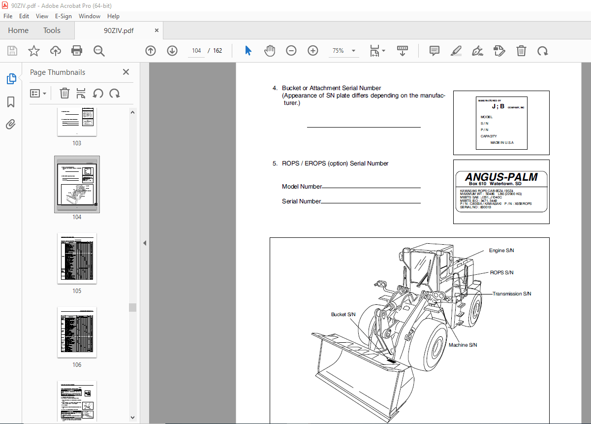 Kawasaki 90ZIV Wheel Loader Operator Manual – PDF DOWNLOAD