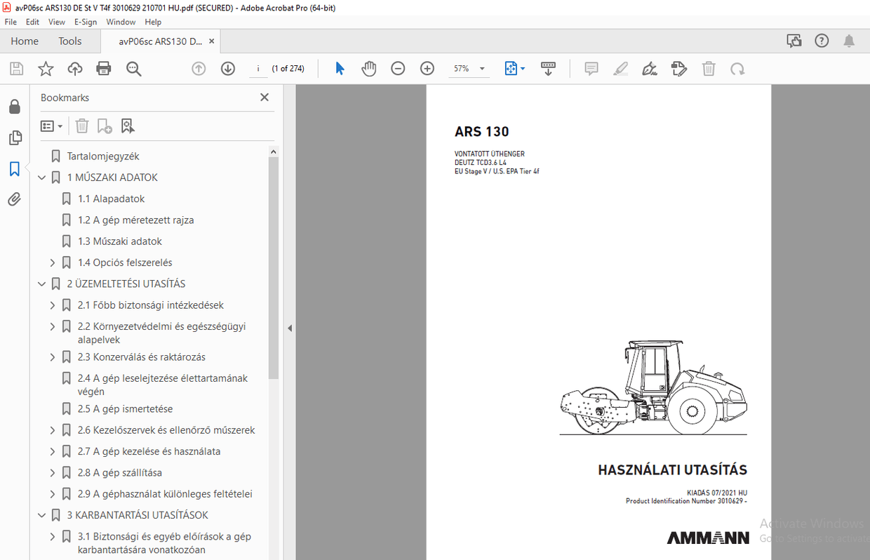 AMMANN ARS 130 HASZNÁLATI UTASÍTÁS 3010629 - PDF DOWNLOAD