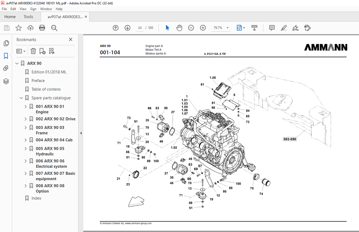 Ammann ARX 90 Tandem Roller Parts Manual 4122048 - PDF