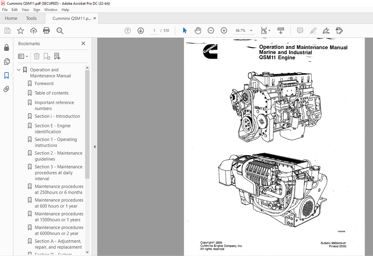 Cummins QSM 11 Engine Marine and Industrial Operation + Parts Manual – PDF DOWNLOAD