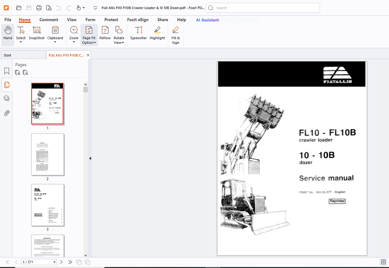 Fiatallis FL-10-FL10B Crawler Loader 10-10B Dozer Service Manual - PDF DOWNLOAD
