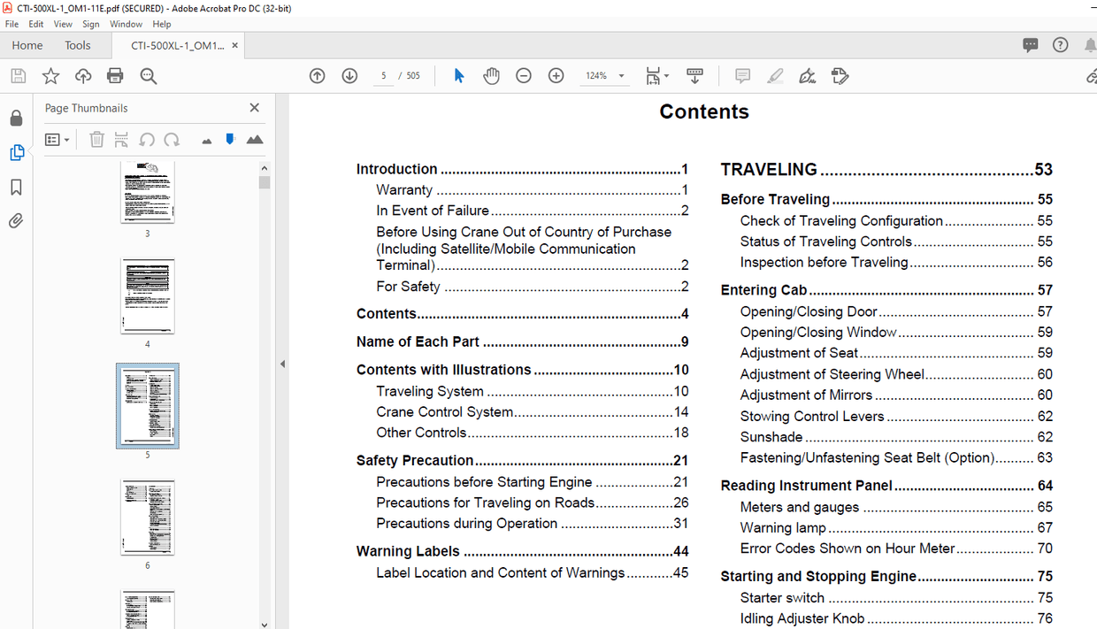 Tadano CTI-500XL City Crane Operation Manual – PDF DOWNLOAD