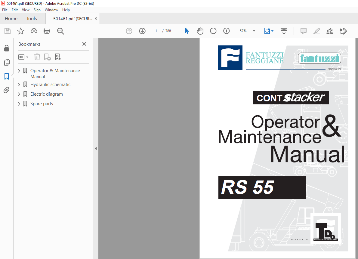 Fantuzzi Reggiane MI-Jack RS 55 Operator & Parts manual + Electrical ...