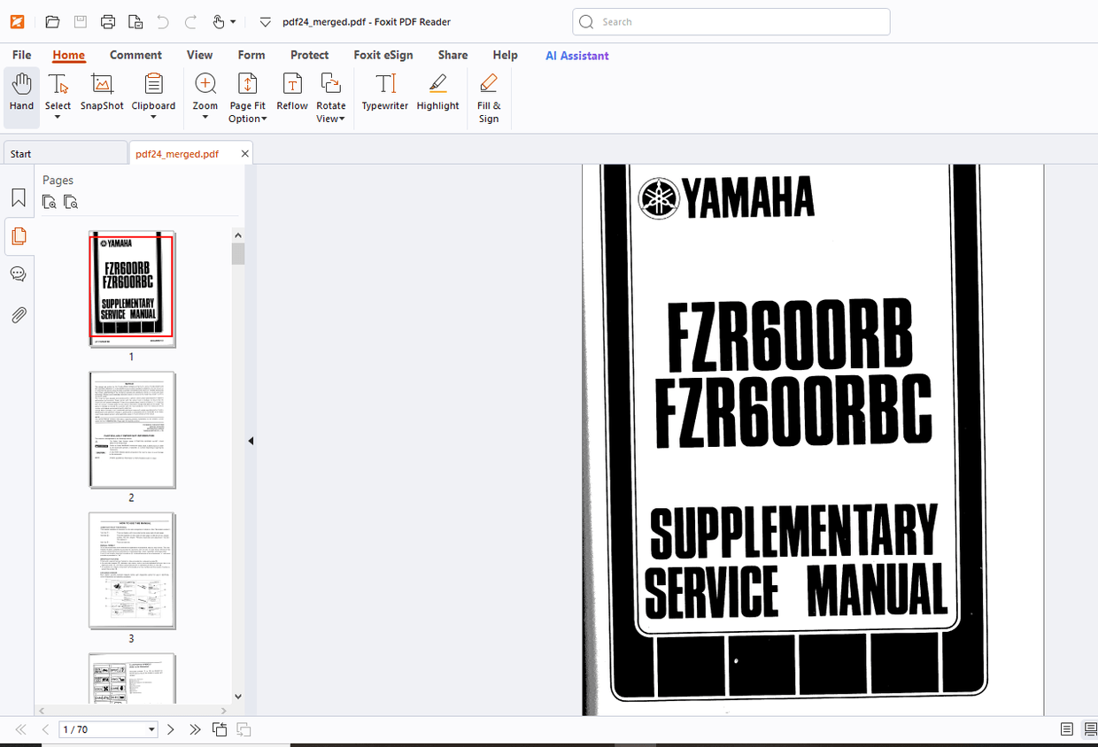 Yamaha FZR600RB FZR600RBC Service Manual - PDF DOWNLOAD