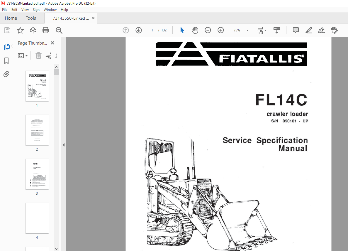 Fiatallis FL 14C Crawler Loader Service Specification Manual - PDF DOWNLOAD