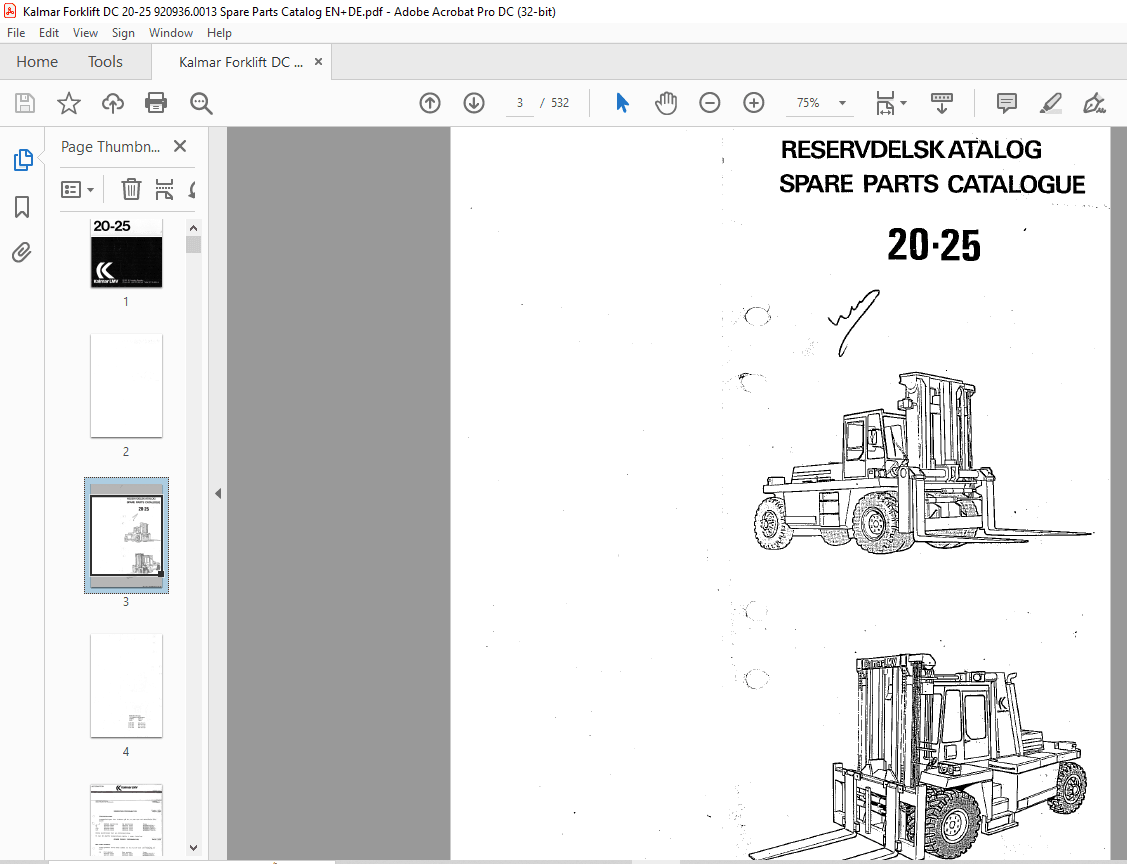 Kalmar LMV 20-25 Spare Parts Catalogue Manual 920936.0013 – PDF DOWNLOAD