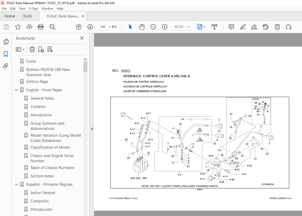 Unicarriers 1F2UC Engine PoweredLPG, Gasoline, Dual Fuel Parts Manual ...