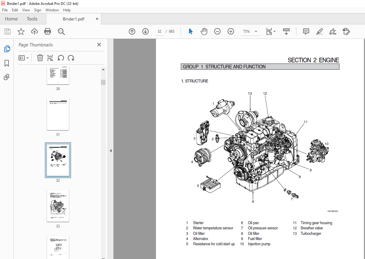 Hyundai HB100 HB90 Backhoe Loader Service Manual 2023 - PDF
