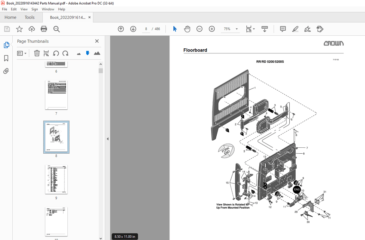 Crown Forklift RR/RD 5200S Parts Manual - PDF DOWNLOAD