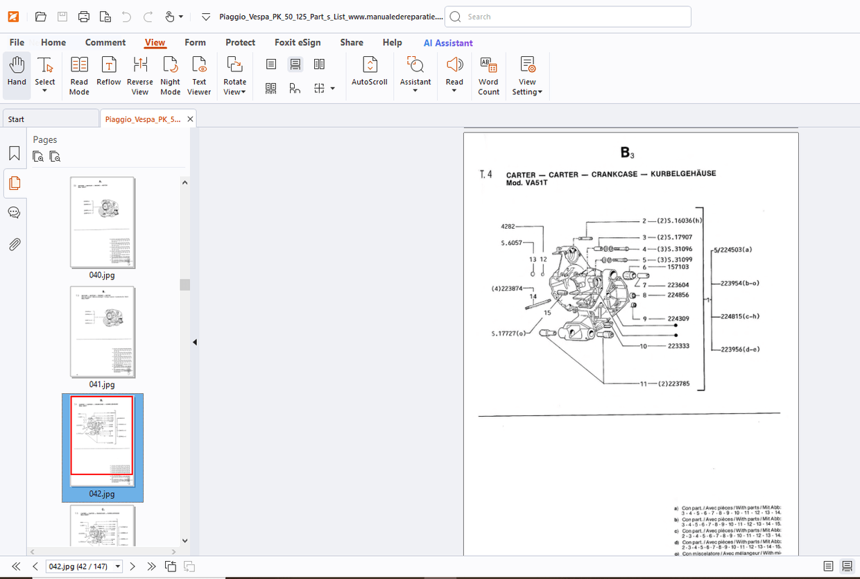 Piaggio Vespa PK 50 125 Spare Parts Manual - PDF DOWNLOAD