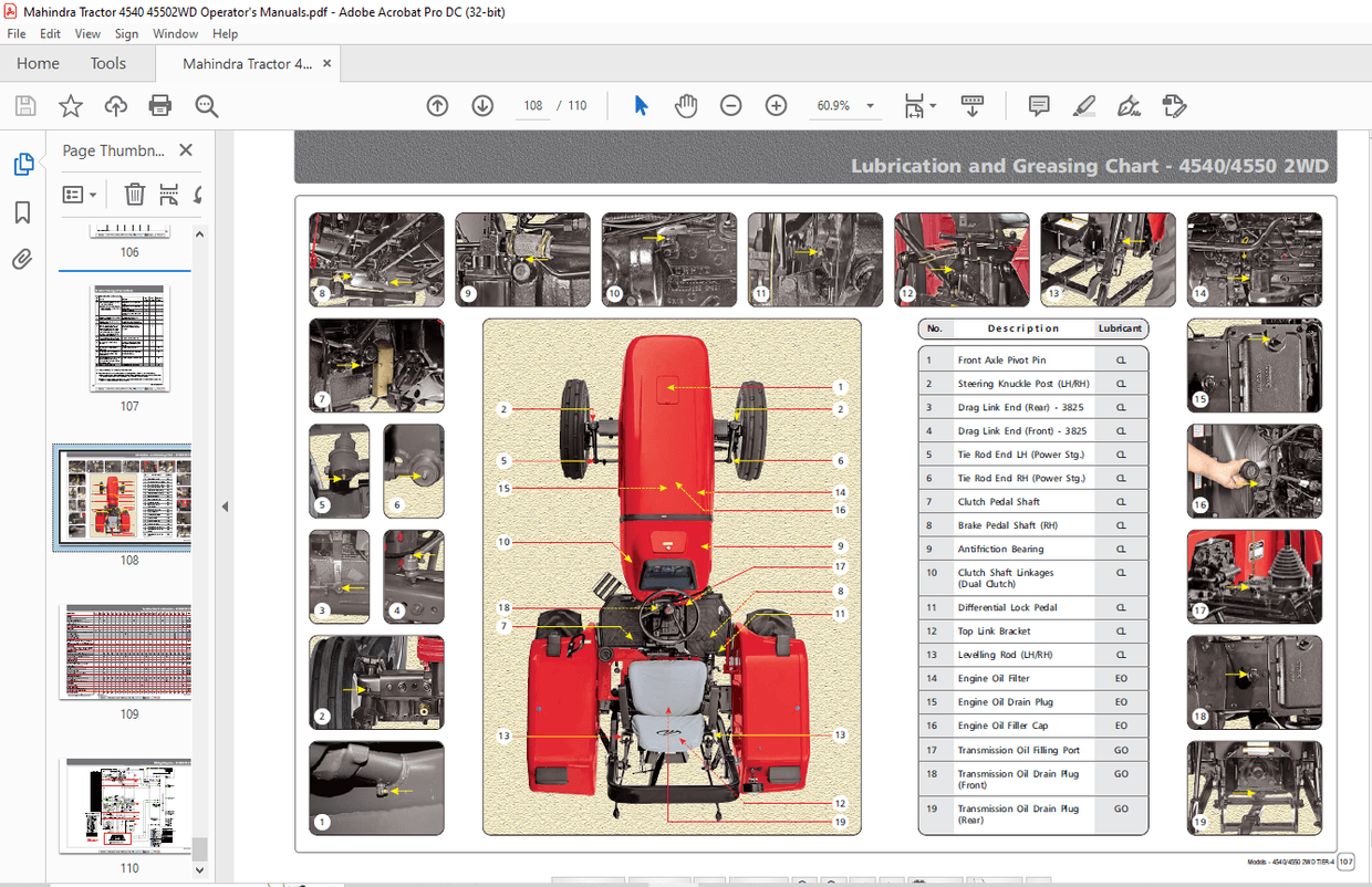 Mahindra Tractor 4540 4550 2WD Tier-4 Operator’s Manual – PDF DOWNLOAD