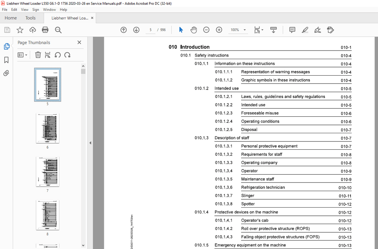 Liebherr Wheel loaders L 550-1756 Service manual – PDF DOWNLOAD