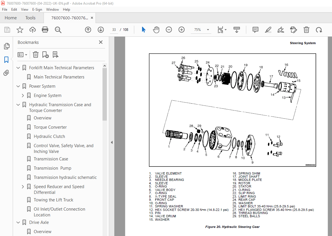 UTILEV Forklift Truck 285 UT20P, UT25P, UT30P, UT35P Service Manual - PDF