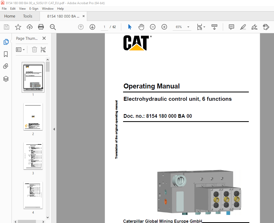 Cat Electrohydraulic control unit, 6 functions Operating Manual - PDF DOWNLOAD