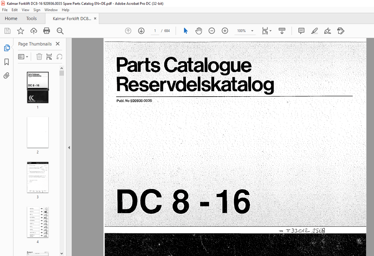 Kalmar LMV DC 8-16 Spare Parts Catalogue Manual 920936.0035 – PDF DOWNLOAD