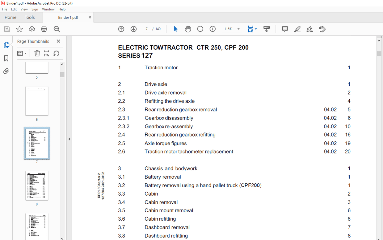 OM PIMESPO ELECTRIC TRACTOR CTR 250 CPF 200 SERIES 127 SERVICE MANUAL – PDF DOWNLOAD