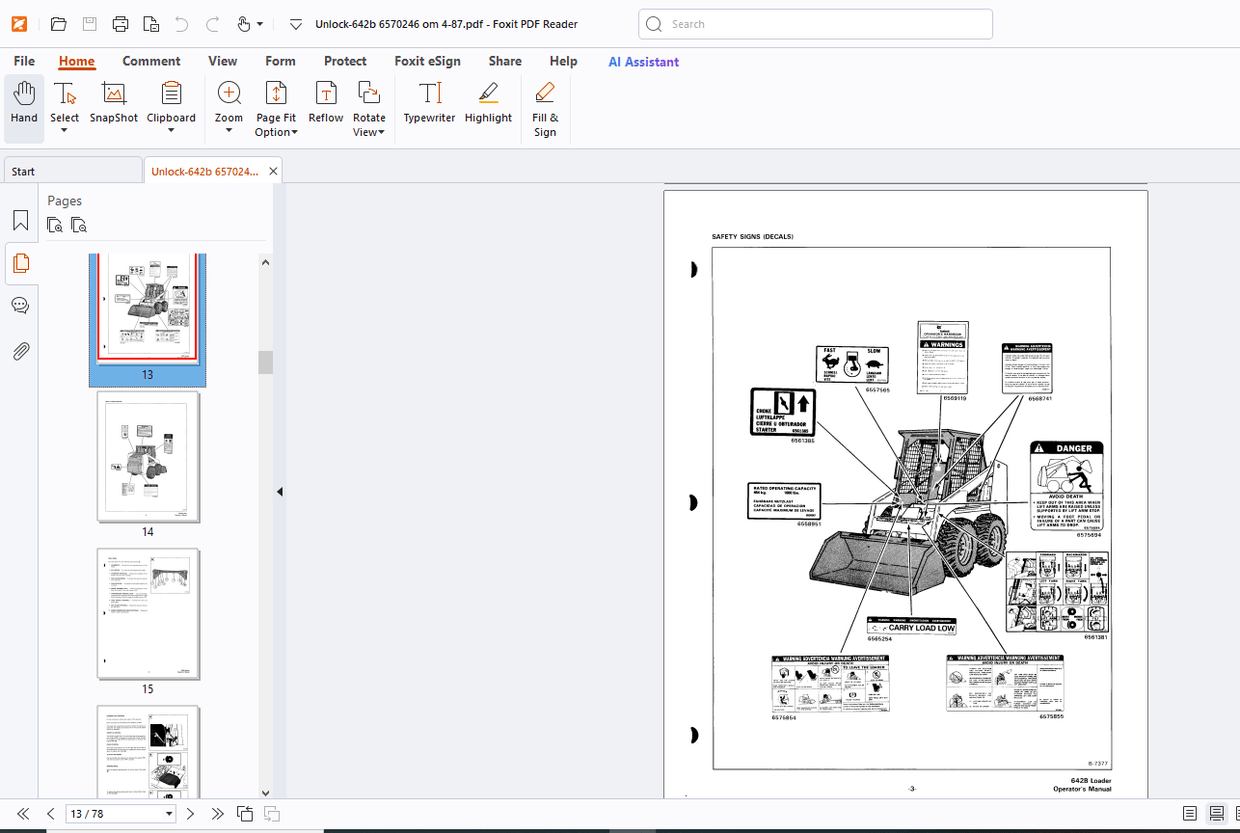 Bobcat 642-B Operators Manual - PDF DOWNLOAD