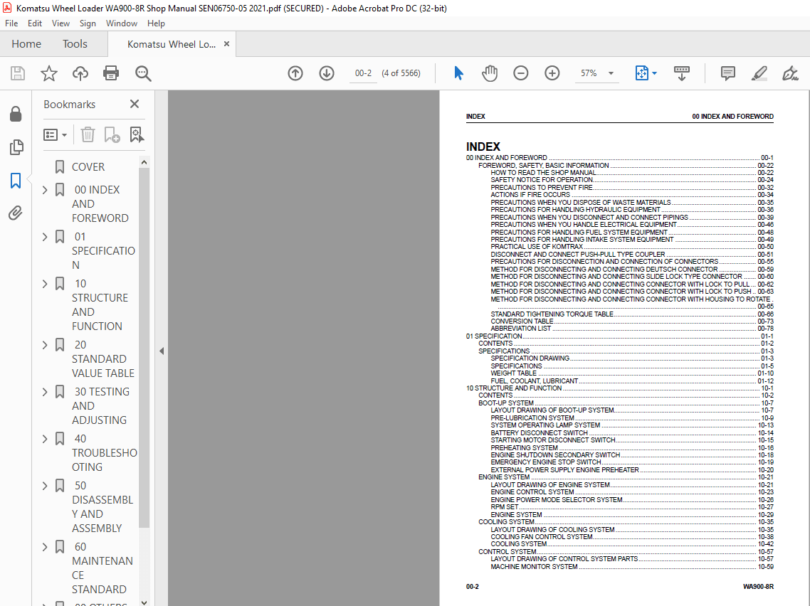 Komatsu WA900-8R Wheel Loader Shop Manual SEN06750-05 – PDF DOWNLOAD