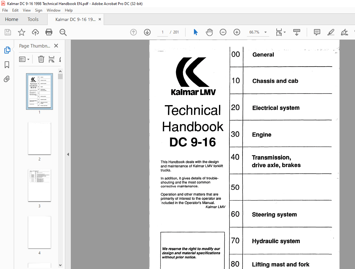 Kalmar LMV DC 9-16 Technical Handbook Manual – PDF DOWNLOAD
