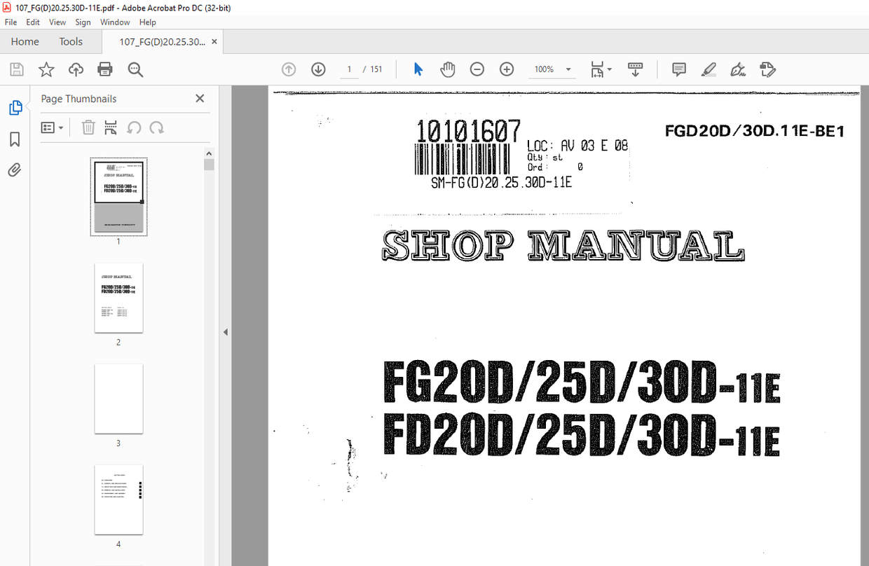 Komatsu FORKLIFT FG20D/25D/30D-11E FD20D/25D/30D-11E Shop Manual - PDF DOWNLOAD