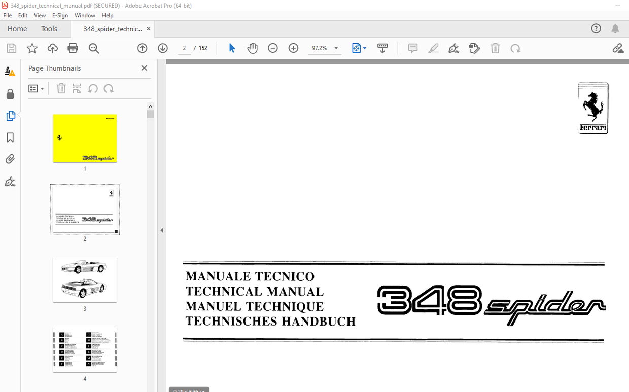 Ferrari 348 Spider Technical Manual - PDF DOWNLOAD