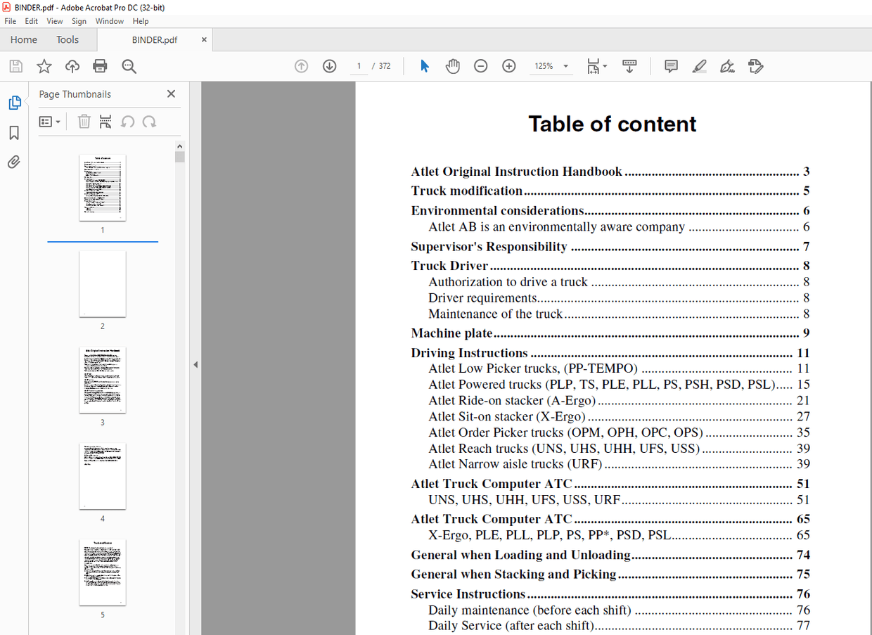 Atlet Forklift A-Ergo Instruction Manual - PDF DOWNLOAD