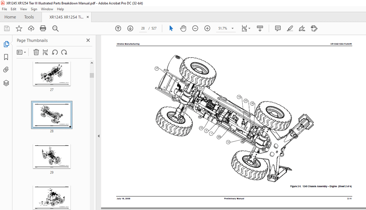 Xtreme Telehandler XR1245/1254 (Tier III) Forklift Parts Manual PDF