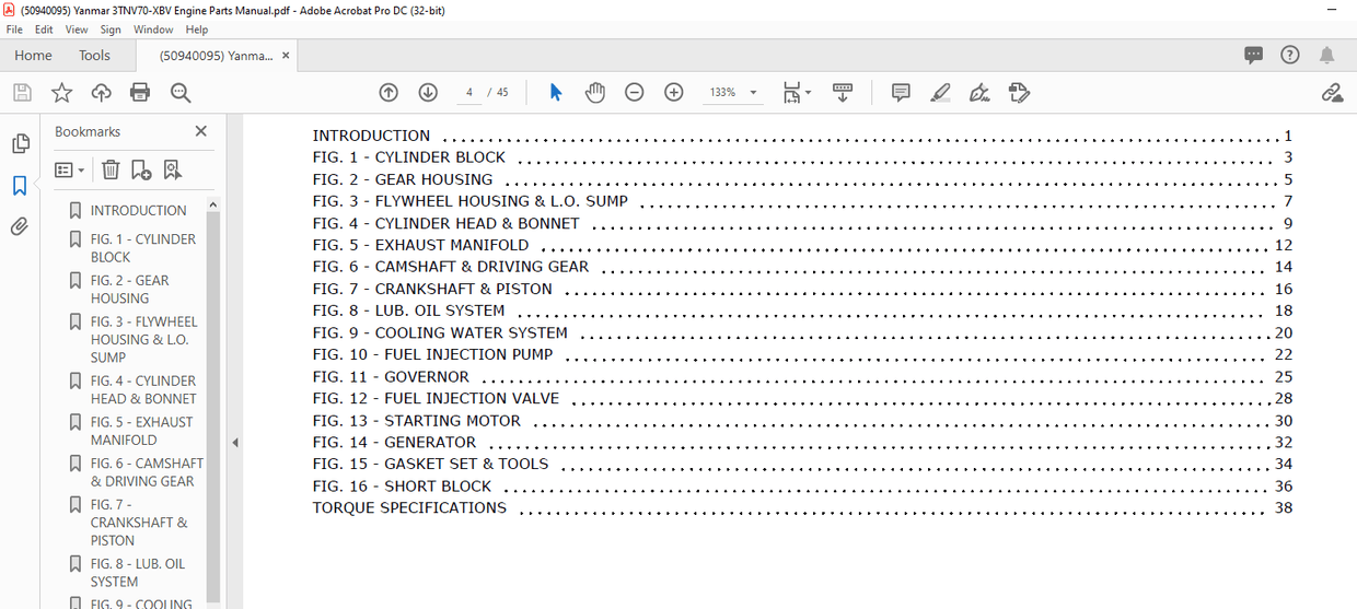 Yanmar 3TNV70-XBV Engine Parts Manual 50940095 – PDF DOWNLOAD