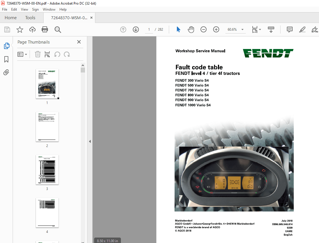 Fendt Level 4 Tier 4f Tractors Fault Code Table Service Manual_72648370 ...
