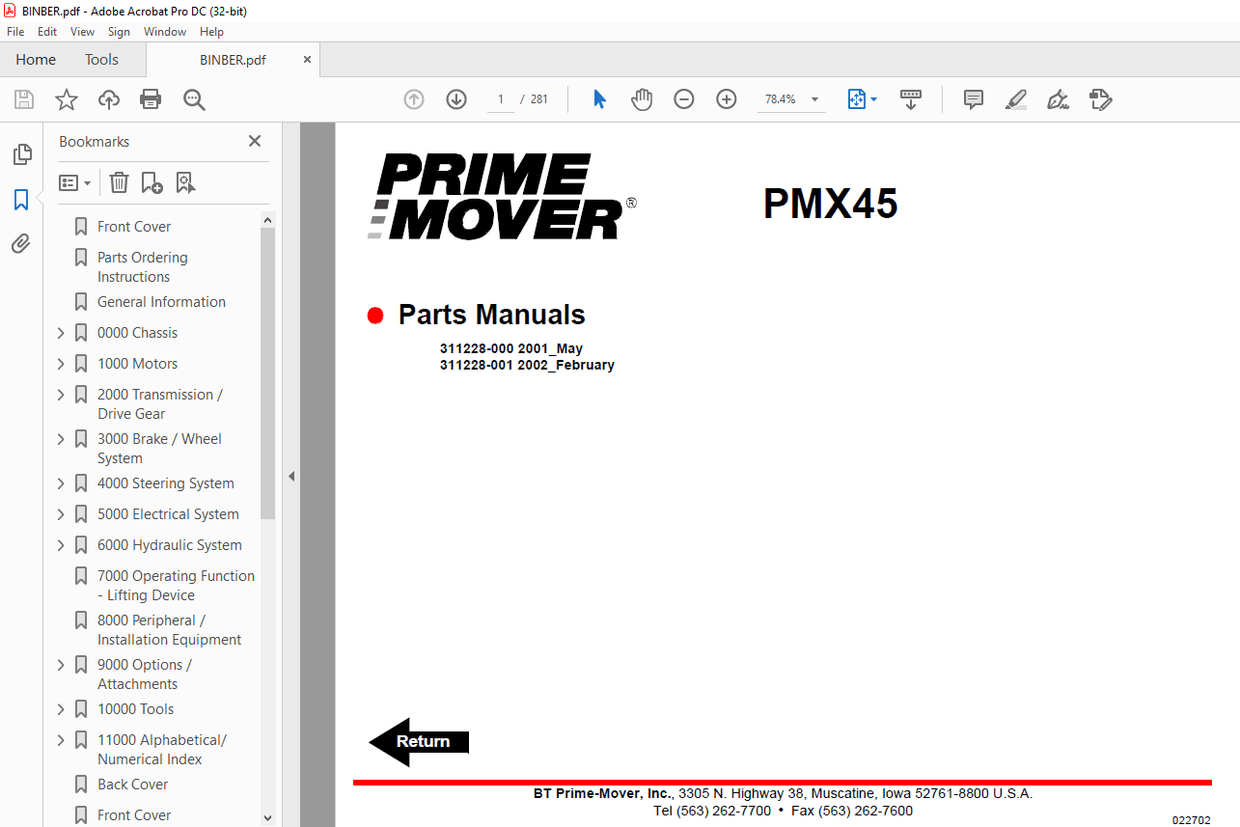 BT Prime-Mover Forklift PMX45 Electric Low Lift Pallet Truck Quality Parts Manual – PDF DOWNLOAD