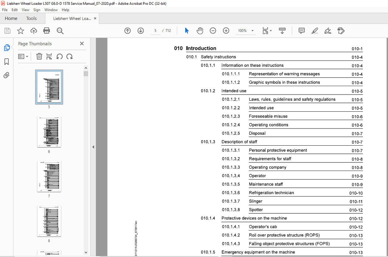 Liebherr Wheel Loader L507-1578 Service manual – PDF DOWNLOAD
