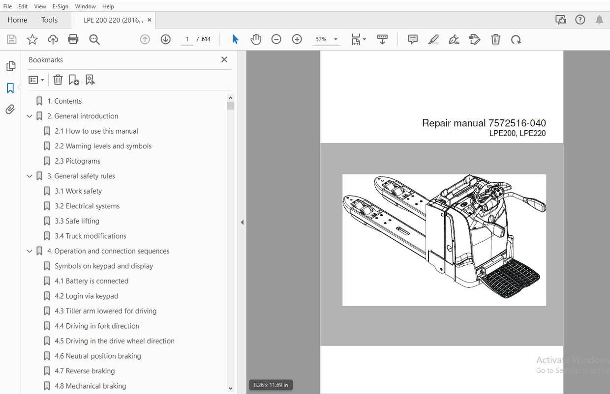 BT Forklift LPE200, LPE220 Repair Manual – PDF DOWNLOAD