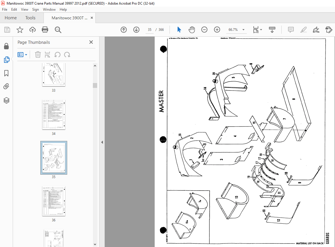 Manitowoc Crane 3900T Part Manual SN 39997 PDF