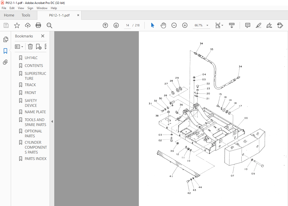 Hitachi Hydraulic Excavator UH14-LC Parts List Manual(P612-1-1) – PDF DOWNLOAD
